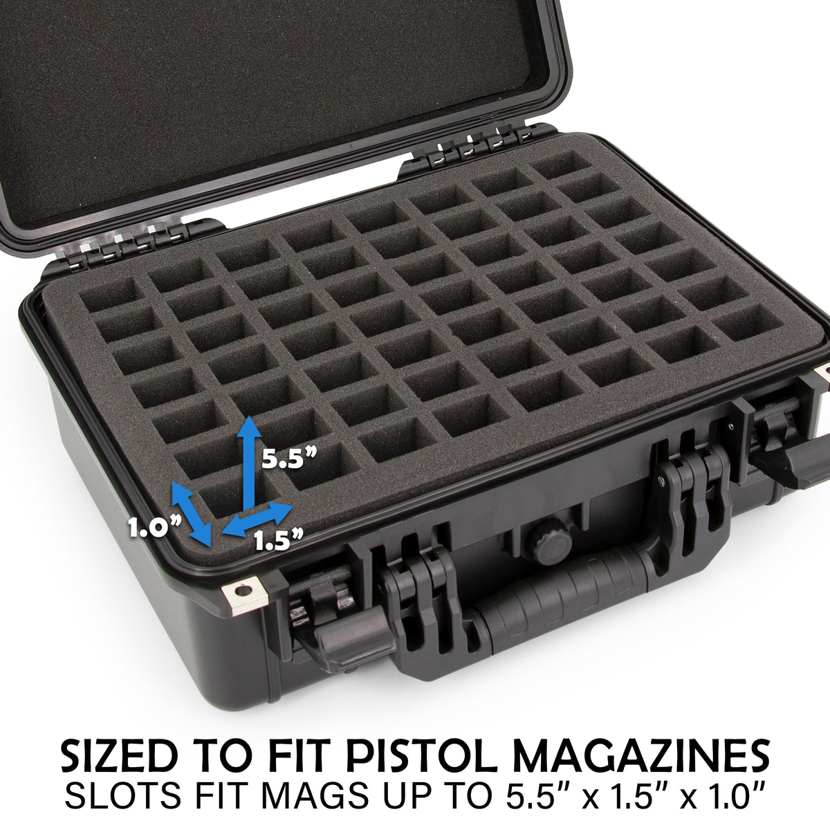 CASEMATIX 56 Pistol Magazine Storage Case - TSA Approved Waterproof Gun ...
