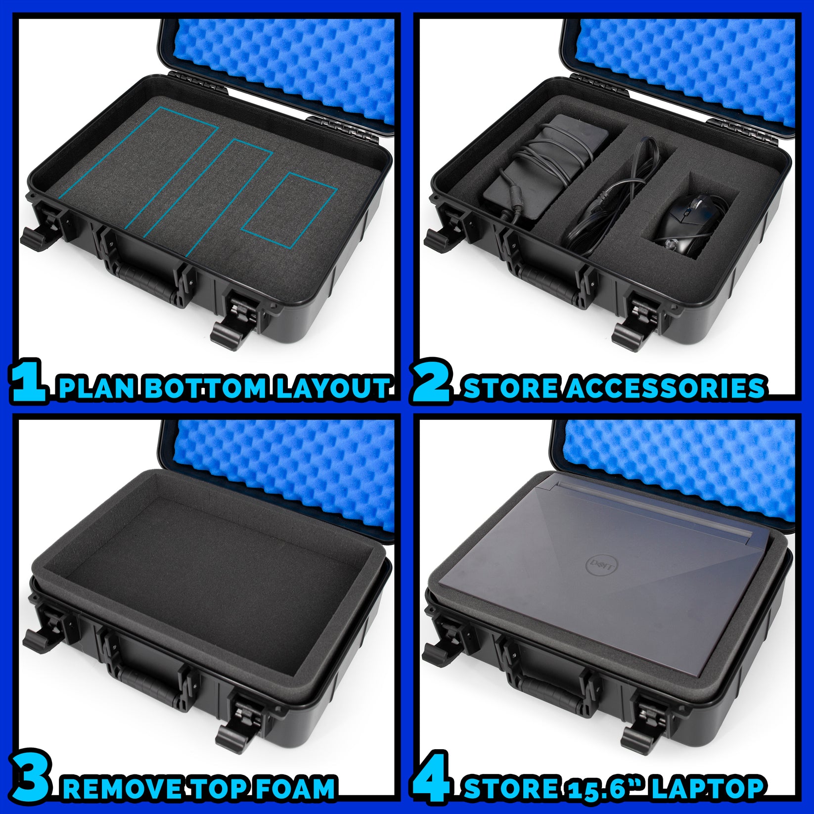 15.6 Inch Hard Laptop Case – Rugged Shockproof Travel Case with Foam P ...