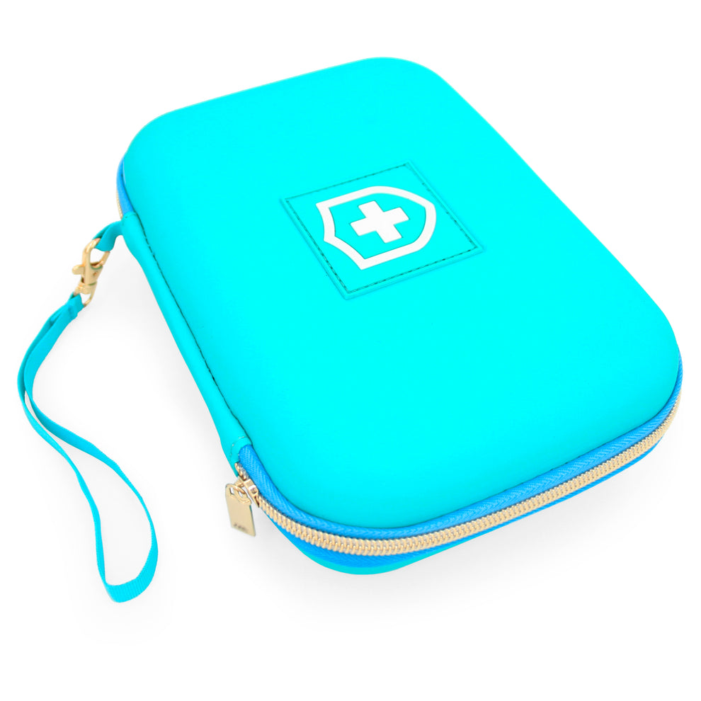 8" Turquoise Asthma Inhaler Case for Travel Fits Spacer, Mask and Acce ...